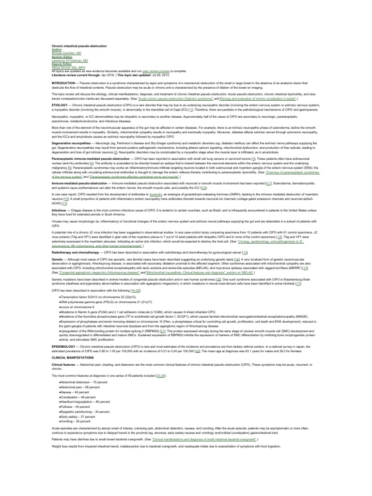 Chronic Intestinal Pseudo | PDF | Gastrointestinal Tract | Constipation