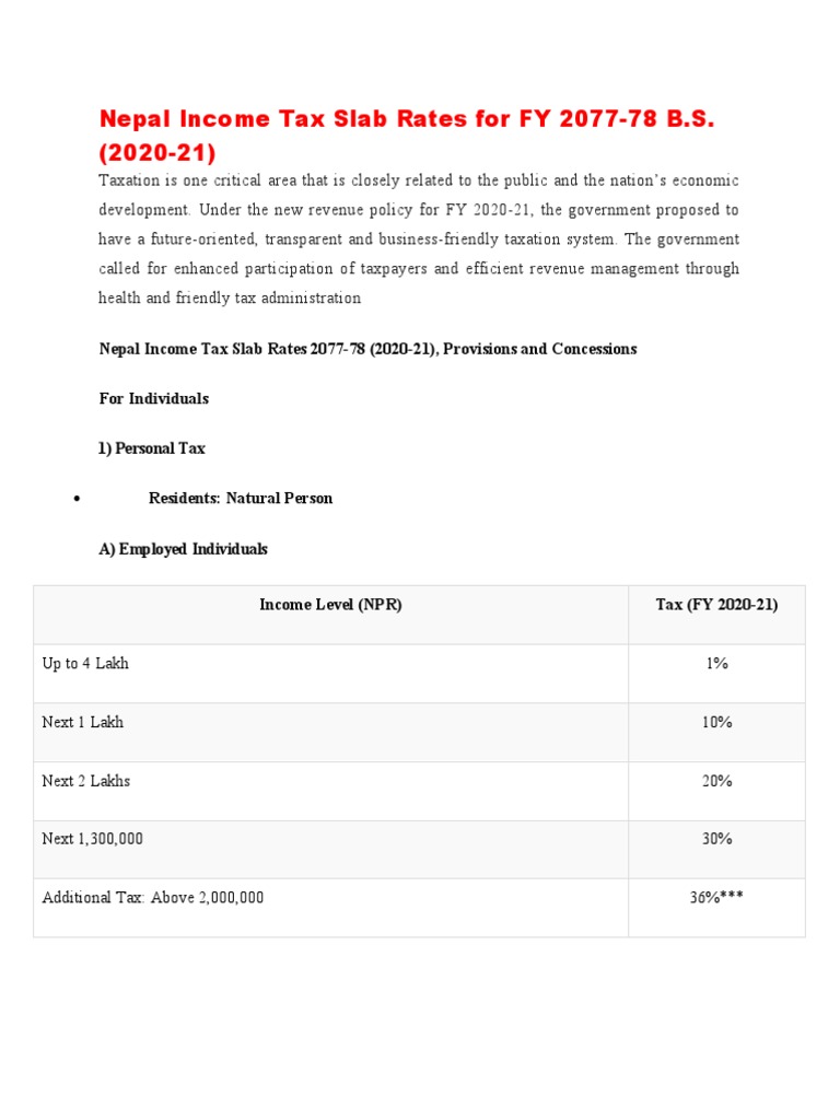 Nepal Income Tax Slab Rates For FY 2077-78 B.S. (2020-21) | Download ...