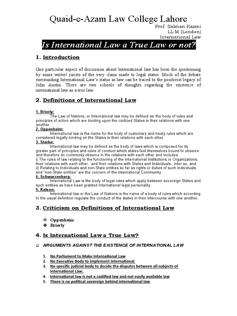 Is Int Law A True Law | PDF | International Law | Tribunal