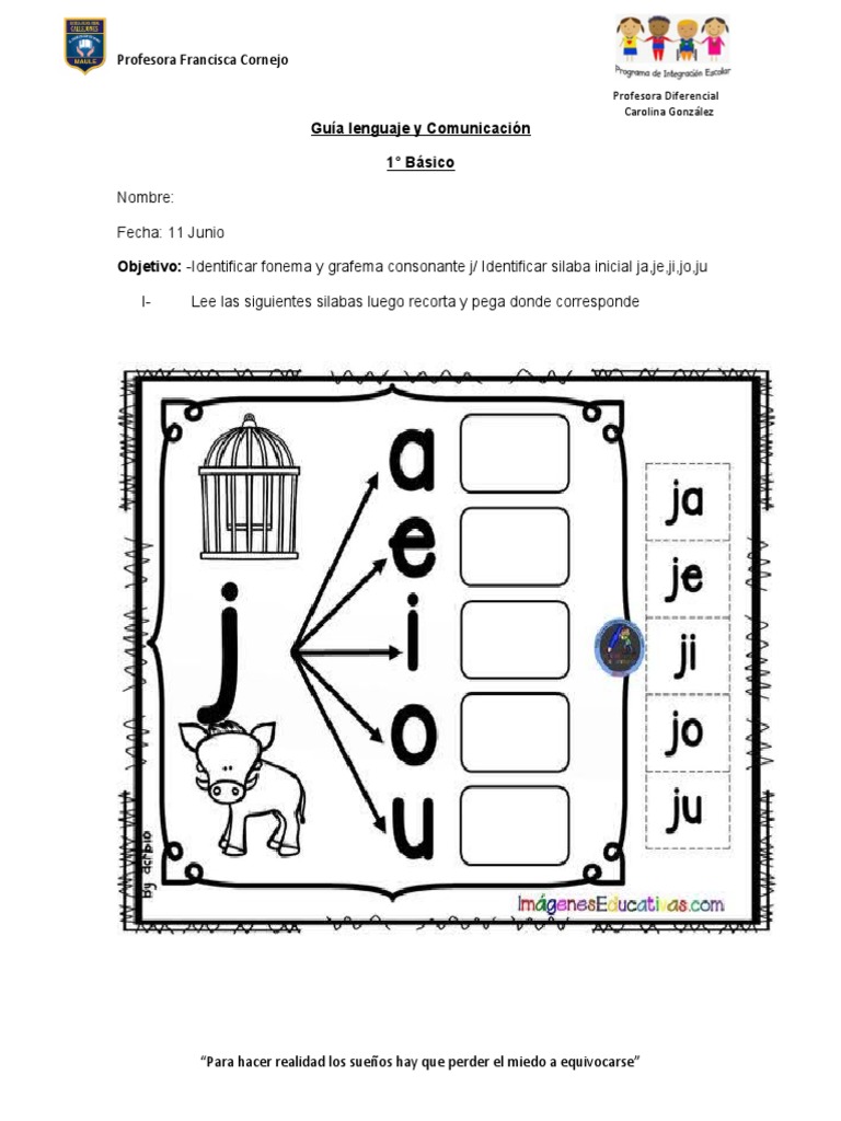 Guia 1° Consonante J | PDF