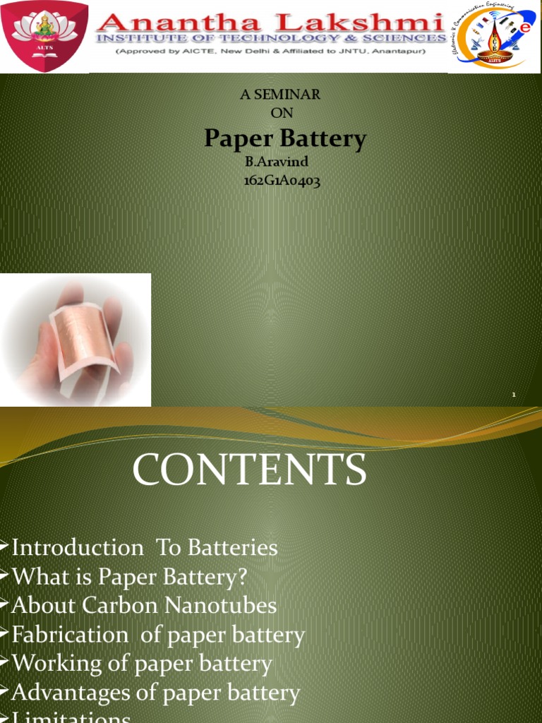 An Exploration of Paper Batteries: Fabrication, Working Mechanism ...
