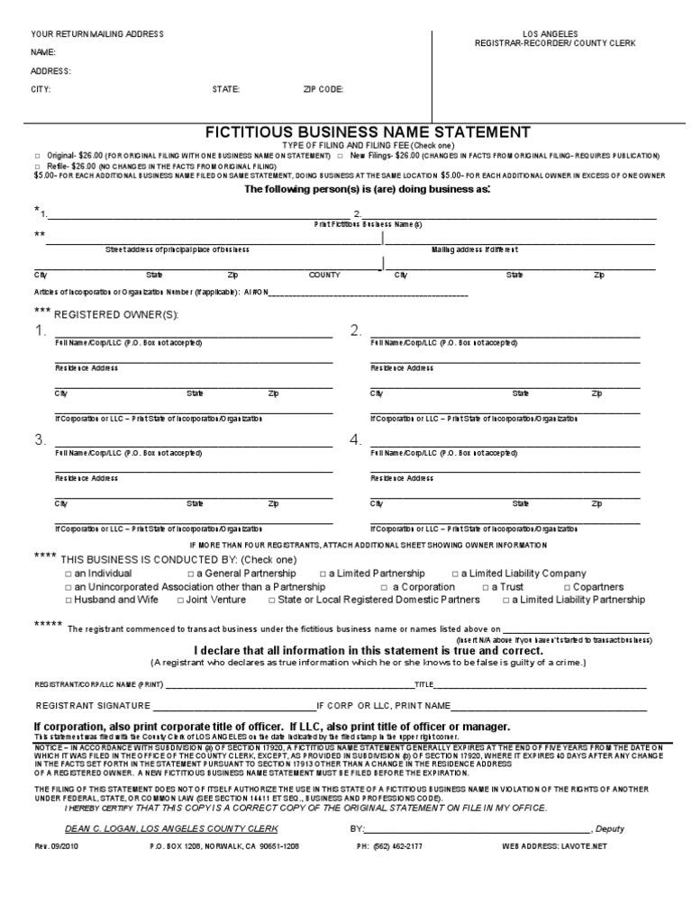 Fictitious Business Name | PDF