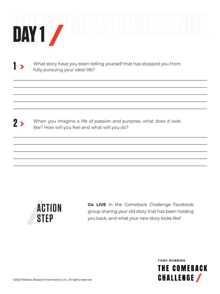 Comeback Challenge Day 1 | PDF | Social Science | Self-Improvement