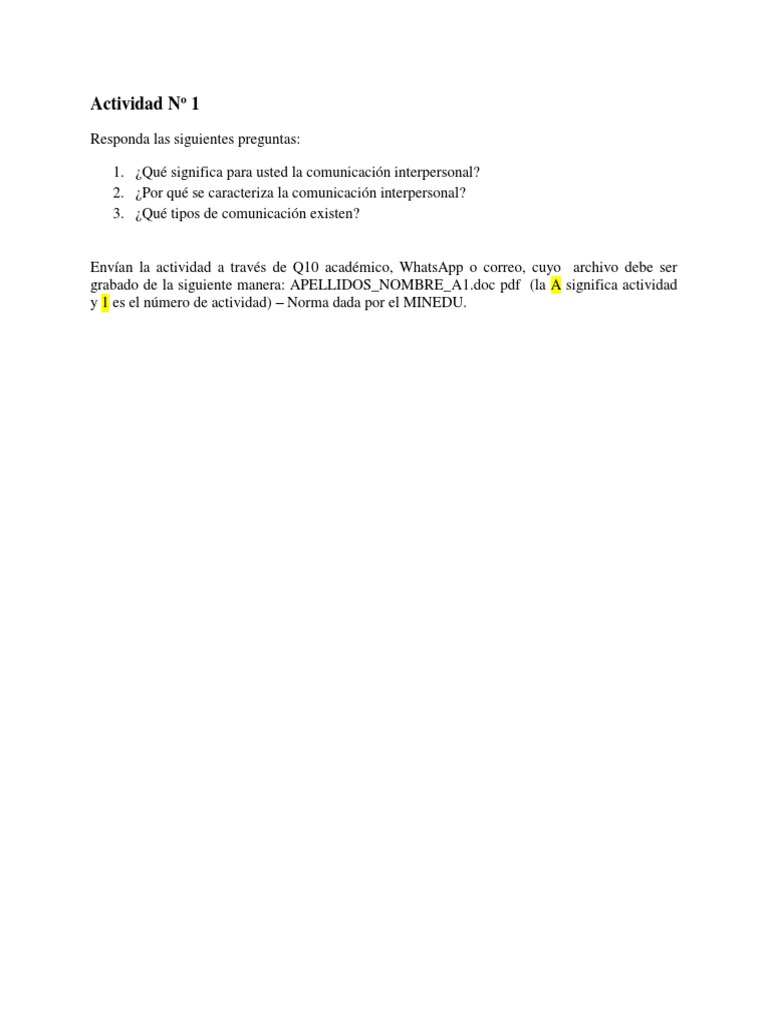 Comunicación Interpersonal - Actividad PDF | PDF