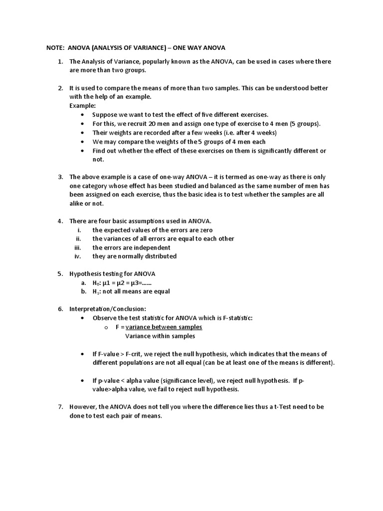 Anova Note | PDF | Language Arts & Discipline | Self-Improvement