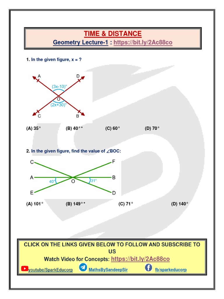 Time & Distance: Geometry Lecture-1 | PDF | Teaching Mathematics