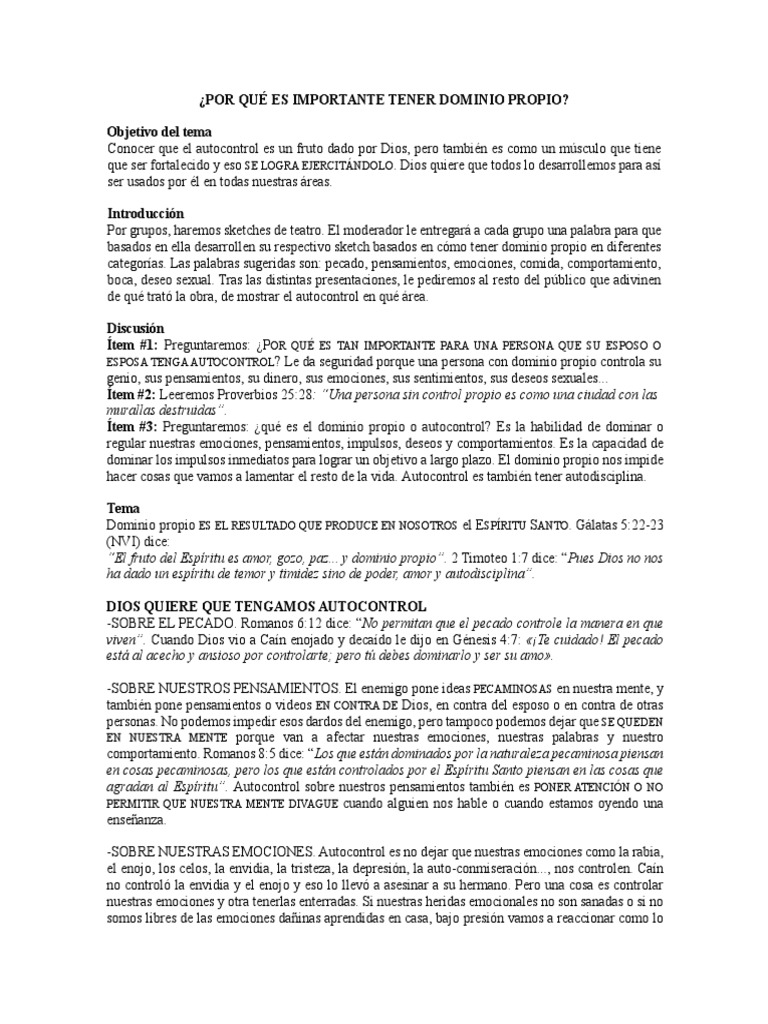Por Qué Es Importante Tener Dominio Propio | PDF | Sansón | Ira