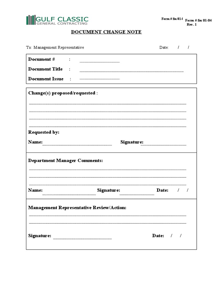 FM 01-02 Document Change Note | PDF