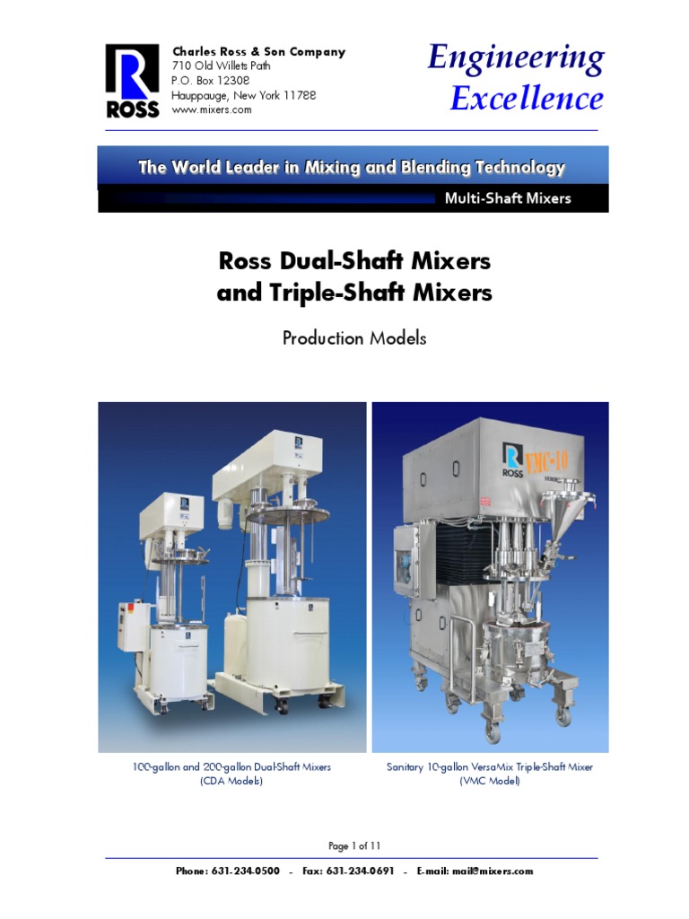 Engineering Excellence Ross Multi-Shaft Mixers (Production Models ...
