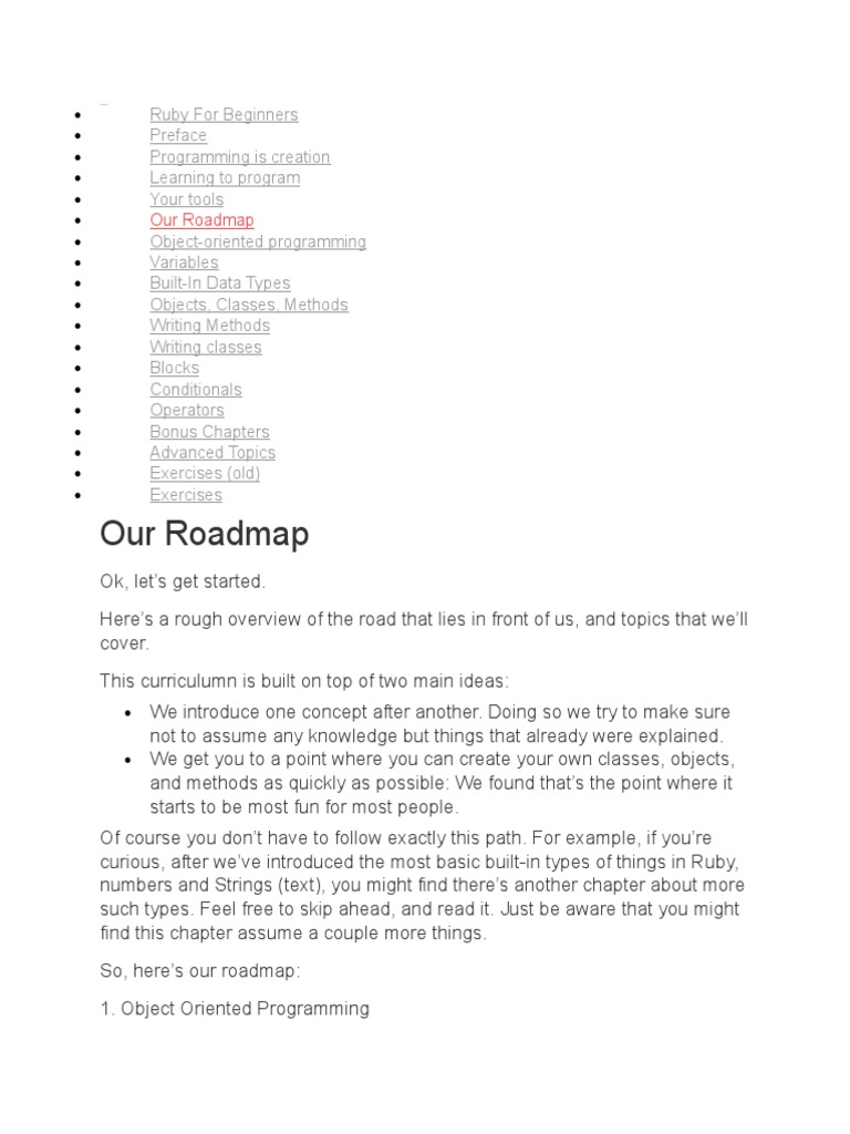 An Introduction to Ruby: A Roadmap to Mastering the Core Concepts | PDF ...