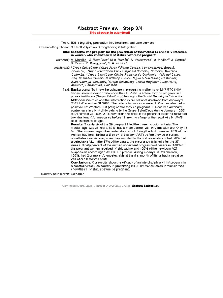 Abstract Preview - Step 3/4: This Abstract Is Submitted! | PDF ...