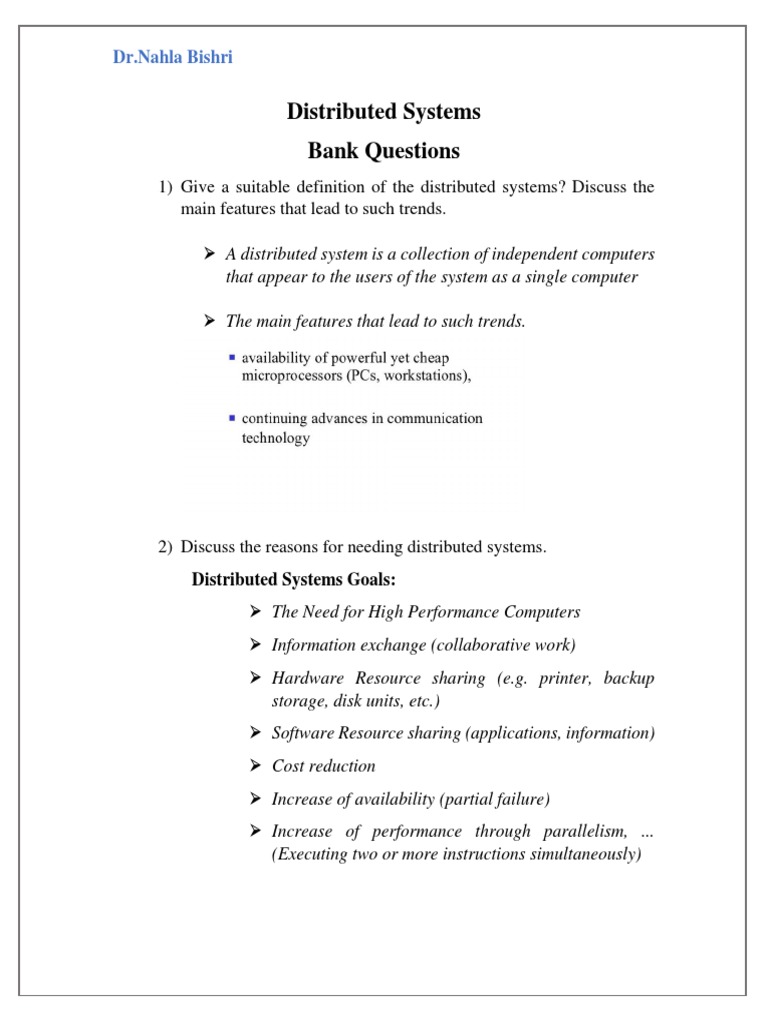 Distributed Systems Level Bankquestions | PDF | Osi Model | Internet ...