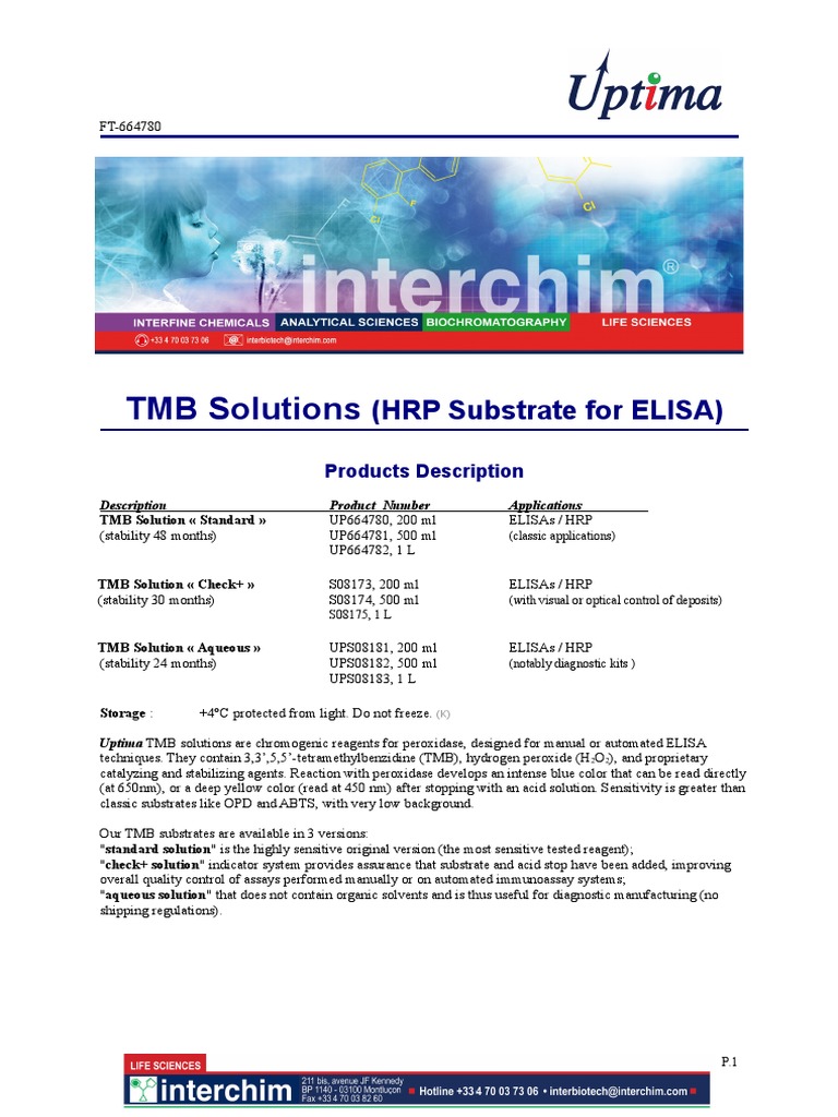 TMB Solutions: (HRP Substrate For ELISA) | PDF | Elisa | Chemistry