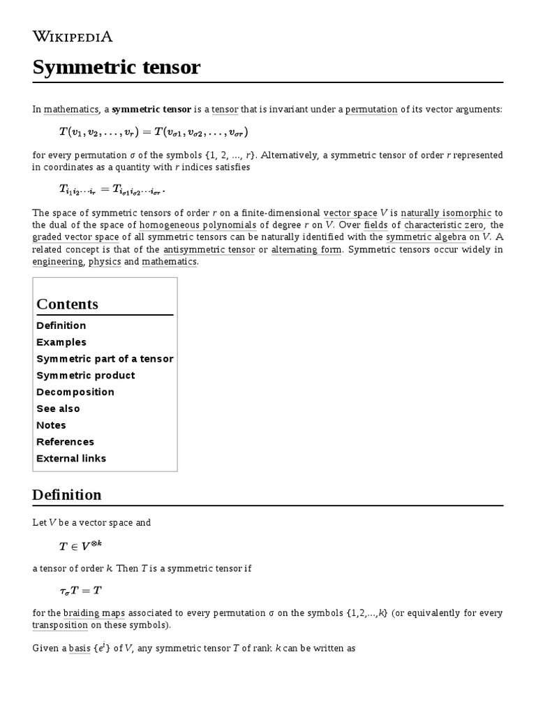 Symmetric Tensor Pdf Tensor Space