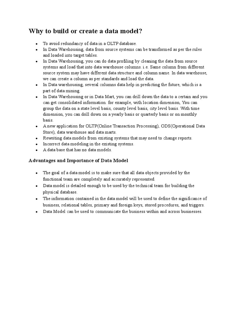 Why To Build or Create A Data Model | PDF