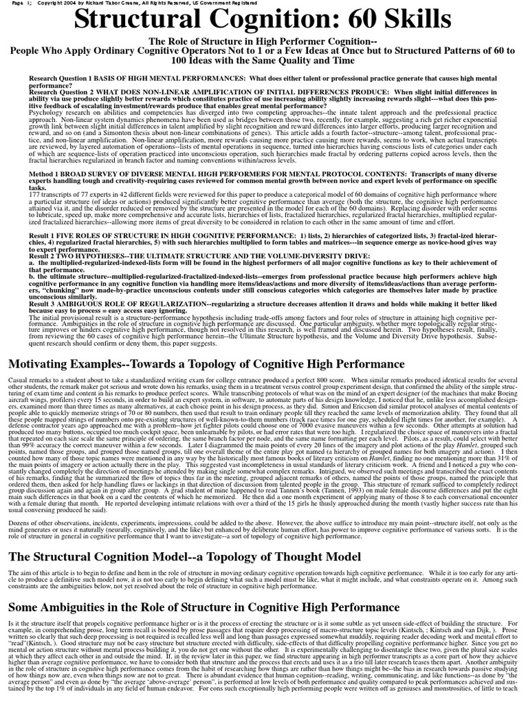 Structural Cognition 60 Skills - The Ro PDF | PDF