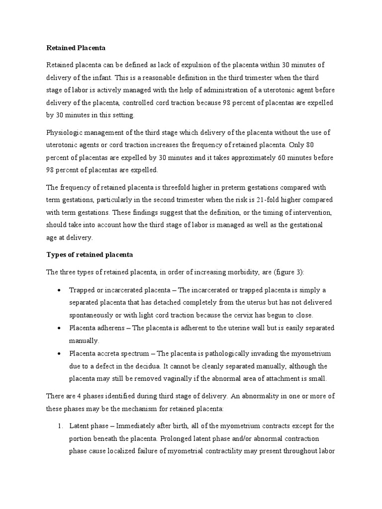 Retained Placenta | PDF | Placenta | Childbirth