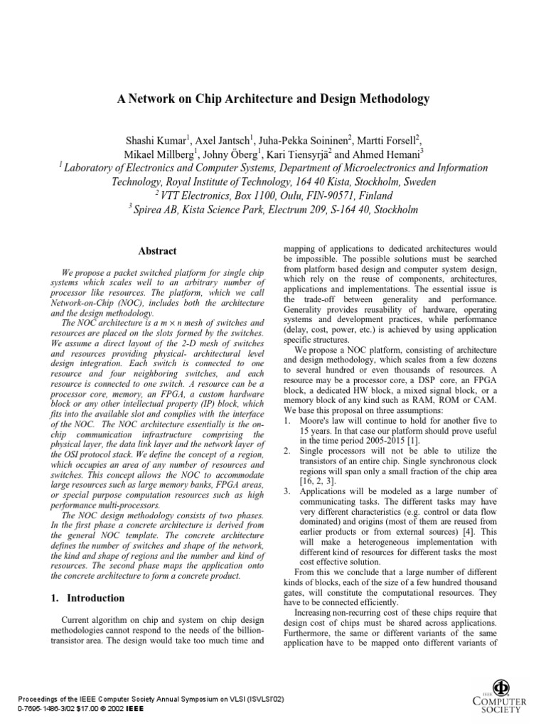 A Network On Chip Architecture and Design Methodology | Download Free ...