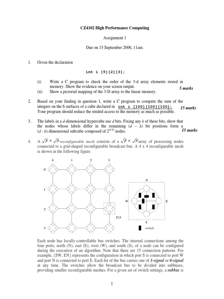 Assignment 1 Pdf Parallel Computing Array Data Structure