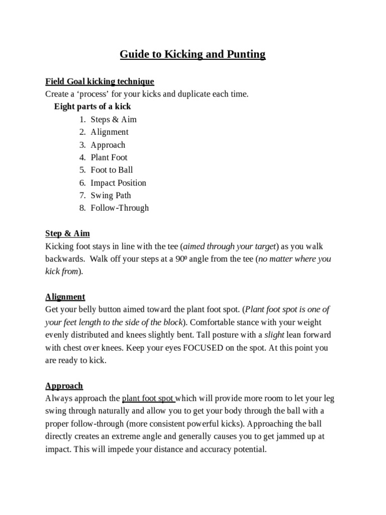 Guide To Kicking and Punting | PDF | Foot | Sports