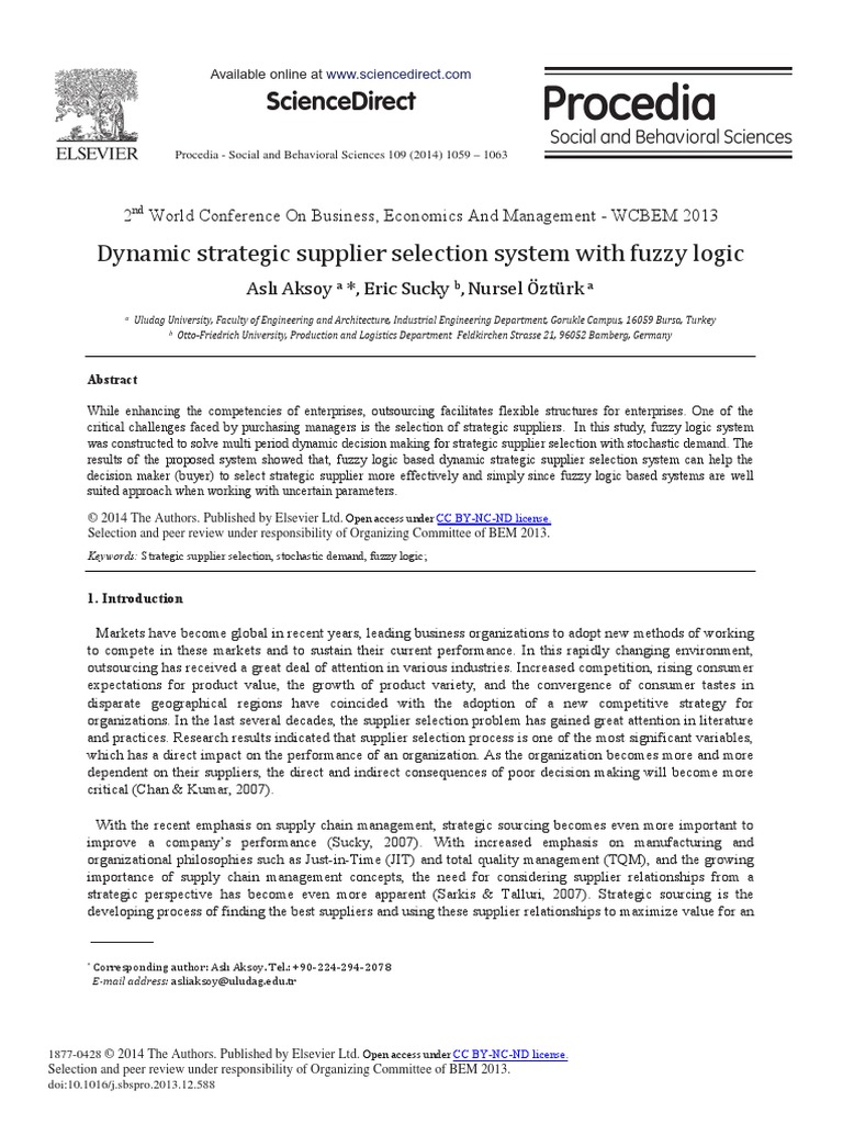 Sciencedirect: 2 World Conference On Business, Economics and Management ...