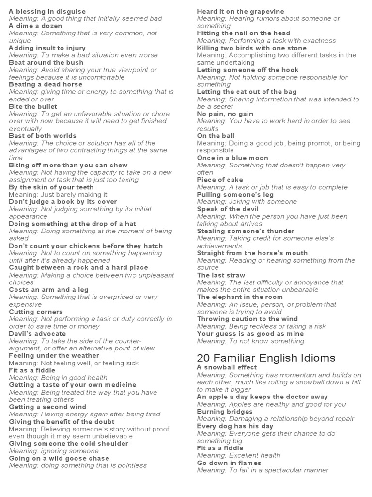 List of Idioms | PDF