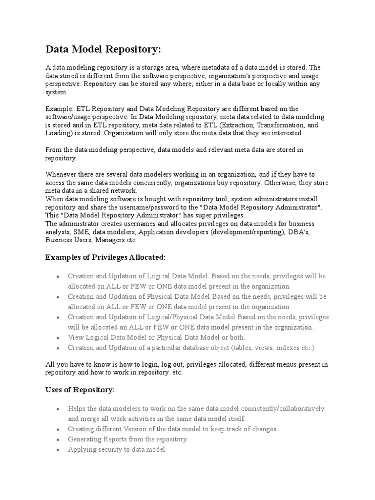 Data Model Repository | Download Free PDF | Data Model | Metadata