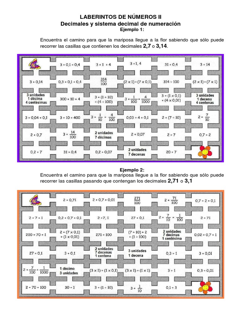 Laberintos Matemáticos con Decimales | PDF