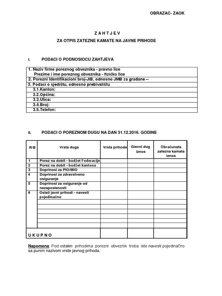 Baf1d Obrazac Zaok PDF | PDF