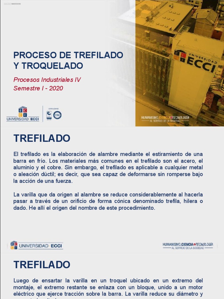 Proceso Trefilado y Troquelado | PDF | Cable | Procesos industriales