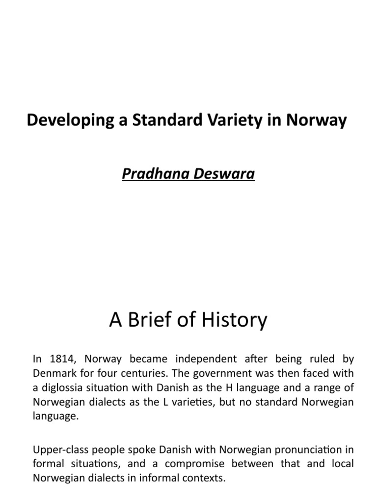 Developing A Standard Variety in Norway - Anna | PDF | Language ...