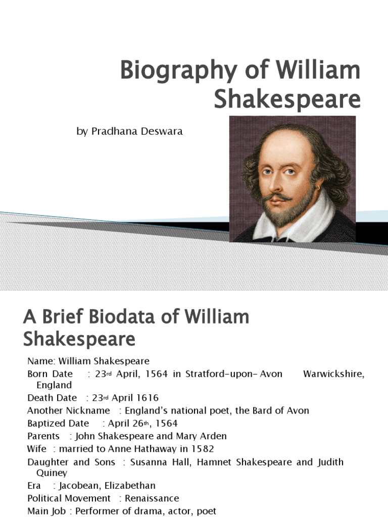 Biography of William Shakespeare | PDF | William Shakespeare | English ...