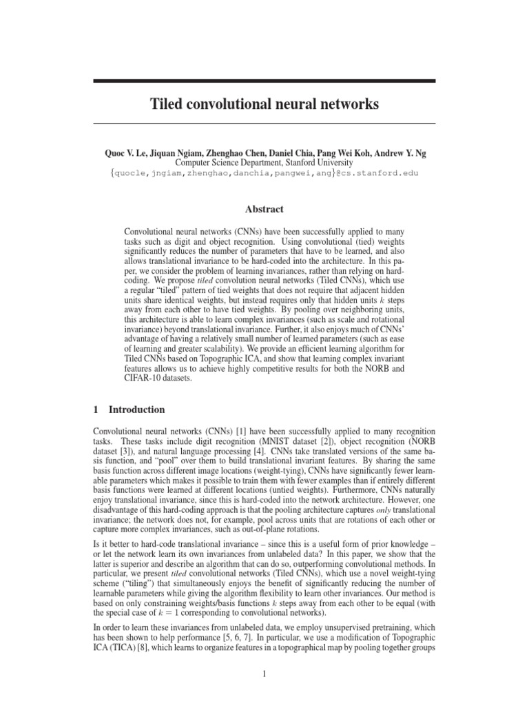 Tiled Convolutional | PDF | Statistical Classification | Artificial Neural Network