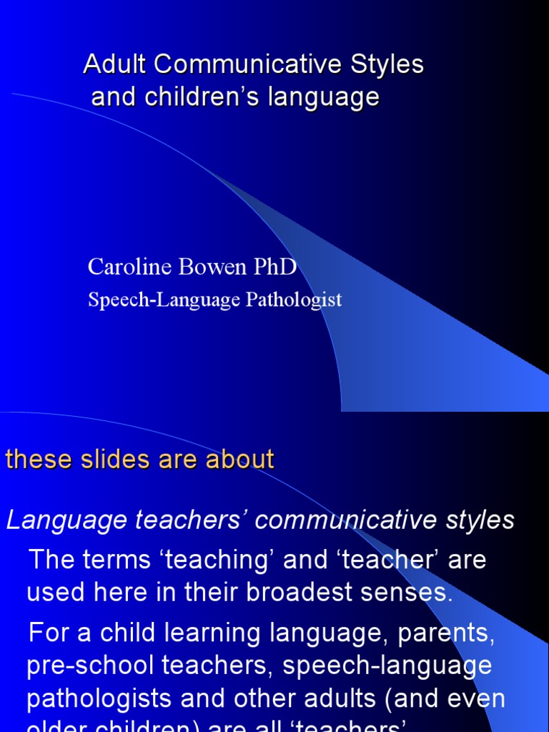 Adult Communicative Styles and Children's Language | PDF ...