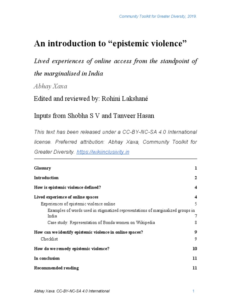 An Introduction To Epistemic Violence, Abhay Xaxa | PDF | Social Exclusion | Dalit