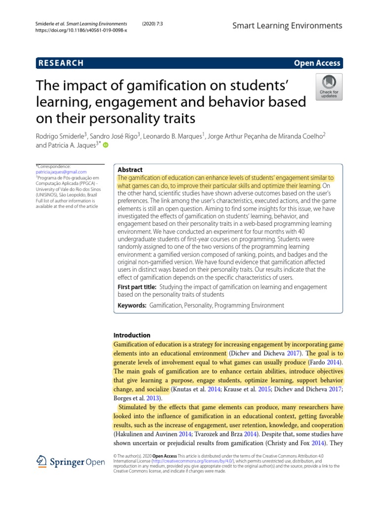 The Impact of Gamification On Students' Learning, Engagement and ...