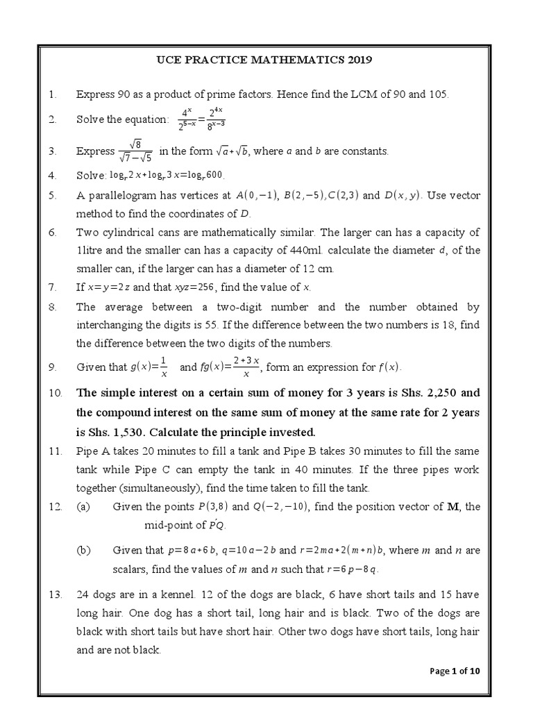 O Level Mathematics Practice 2019 | PDF | Triangle | Trigonometric ...