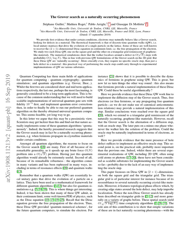 The Grover Search As A Naturally Occurring Phenomenon | PDF | Quantum ...