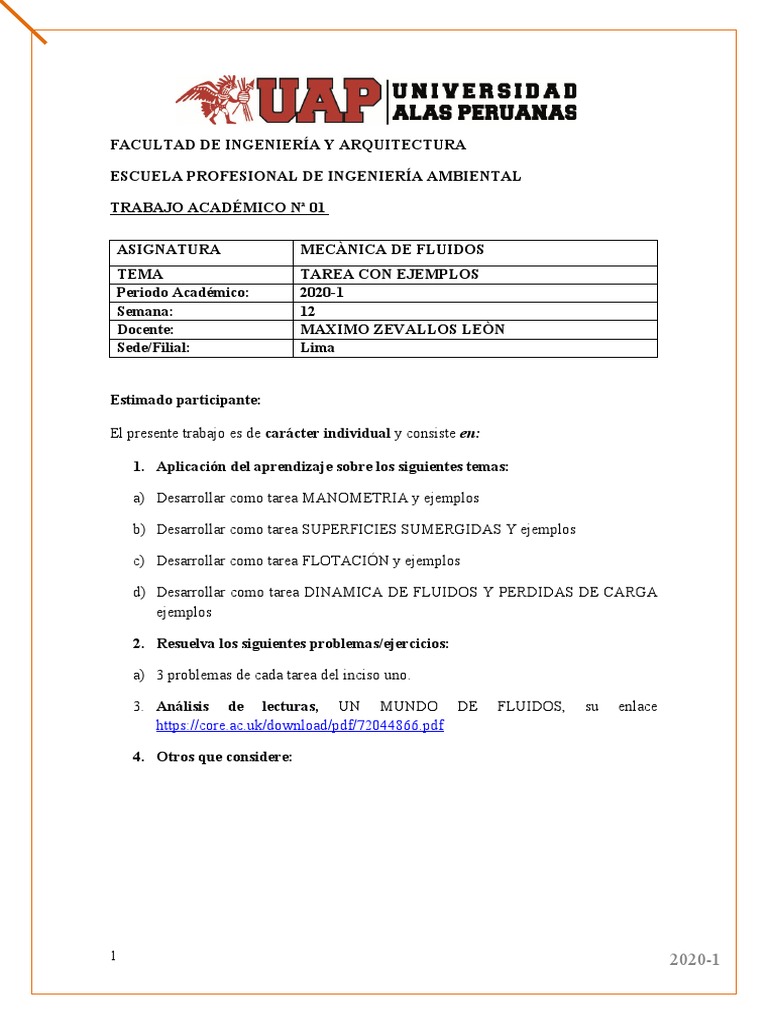 Tarea de Mecanica de Fluidos | PDF | Presión | Medida de presión