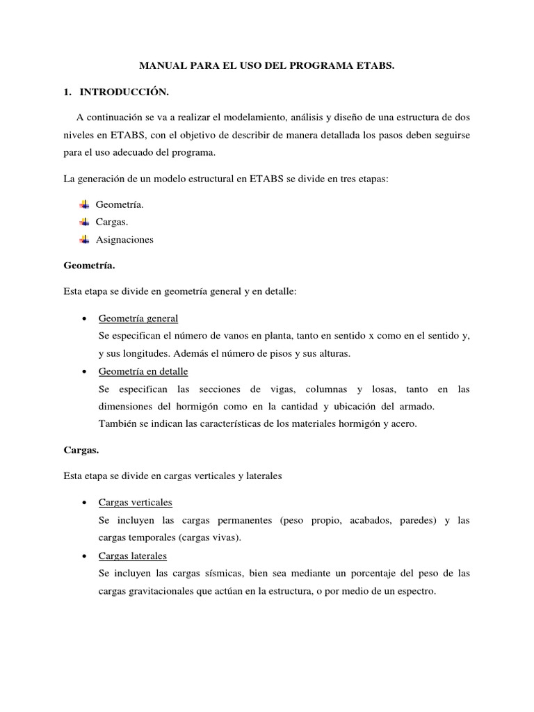 Manual para El Uso Del Programa Etabs PDF | PDF | Hormigón | Ingeniería estructural
