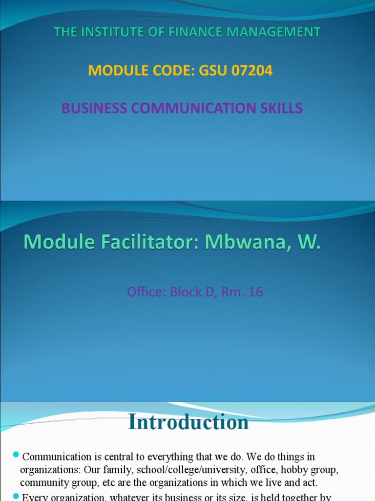 GSU 07204 Module Code | PDF | Nonverbal Communication | Communication