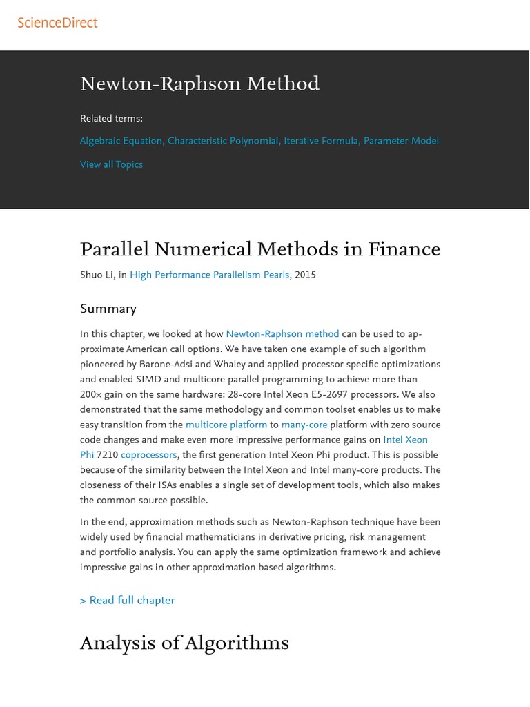Newton-Raphson Method: Parallel Numerical Methods in Finance | PDF ...