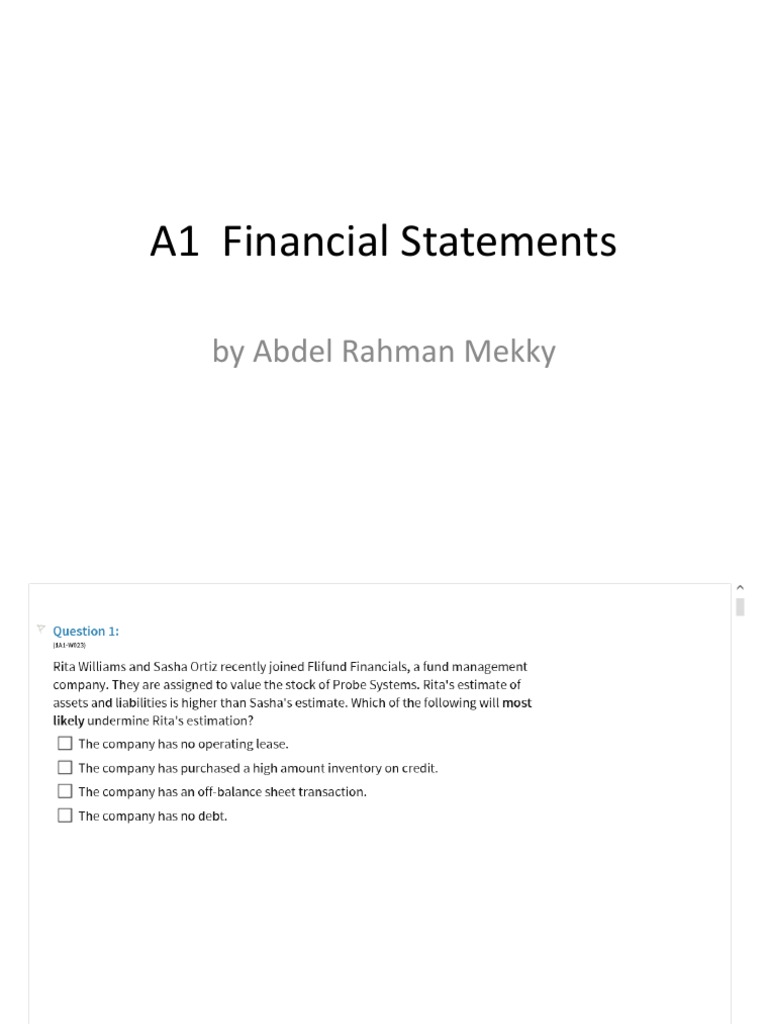 A1 Financial Statements PDF | PDF | Finance & Money Management