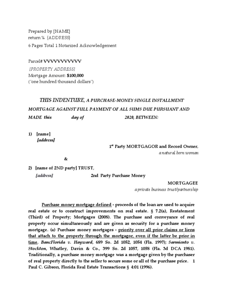 Purchase Money Mortgage | PDF | Mortgage Law | Contract Law