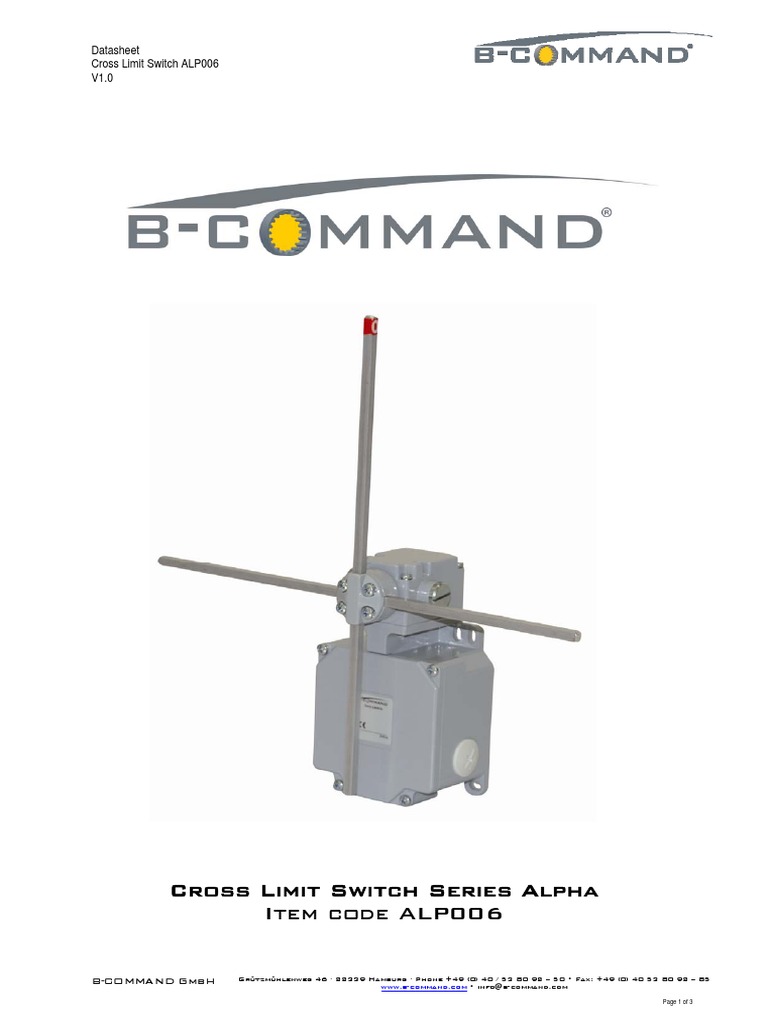 Cross Limit Switch Series Alpha Item Code ALP006 | PDF | Switch ...