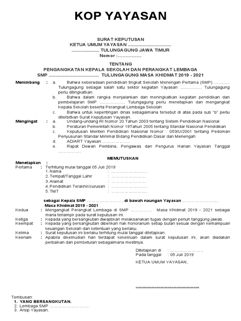 Contoh SK Kepala Sekolah | PDF