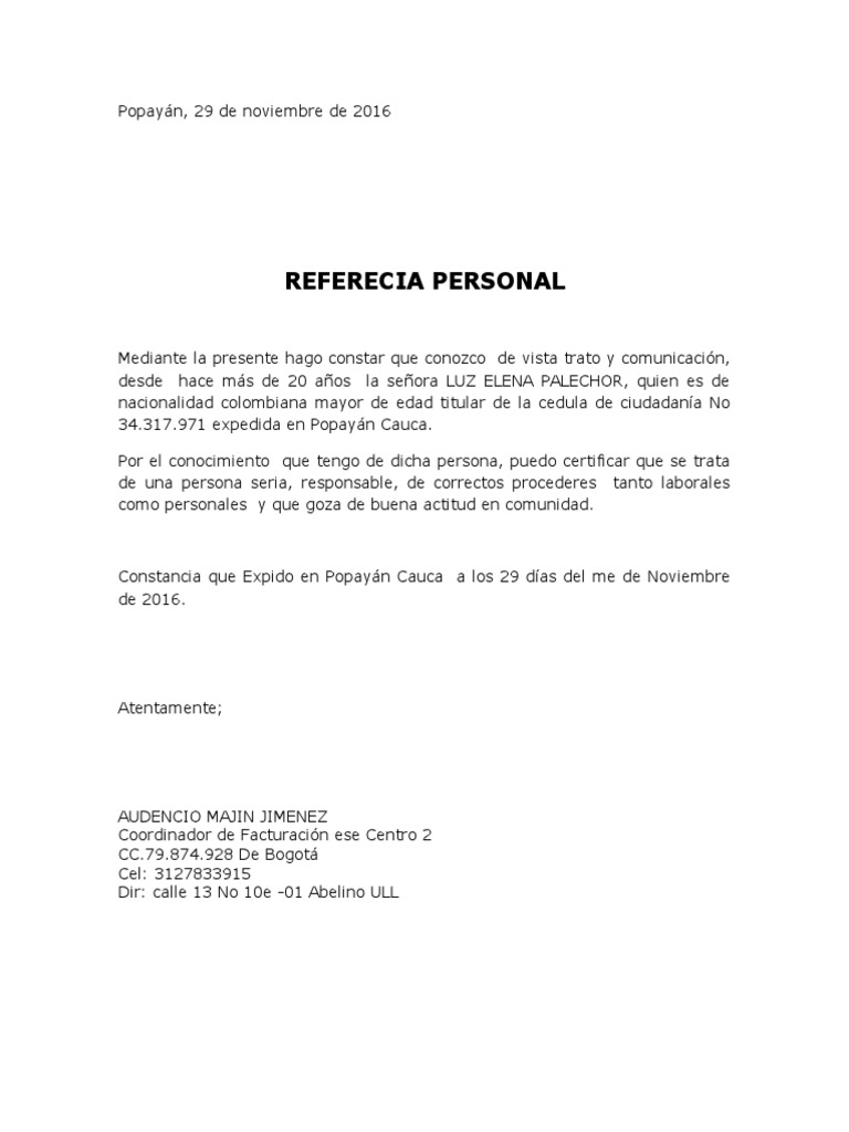 Referencia Personal | PDF