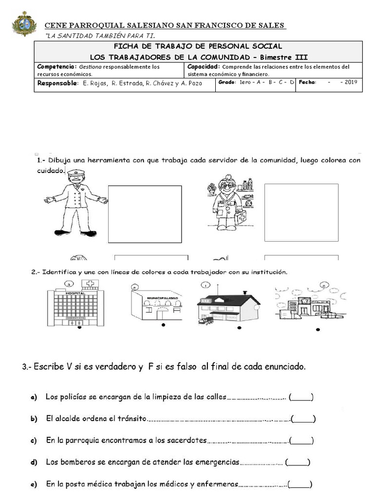 FICHA y ESCALA - TRABAJADORES DE LA COMUNIDAD | PDF | Cognición ...