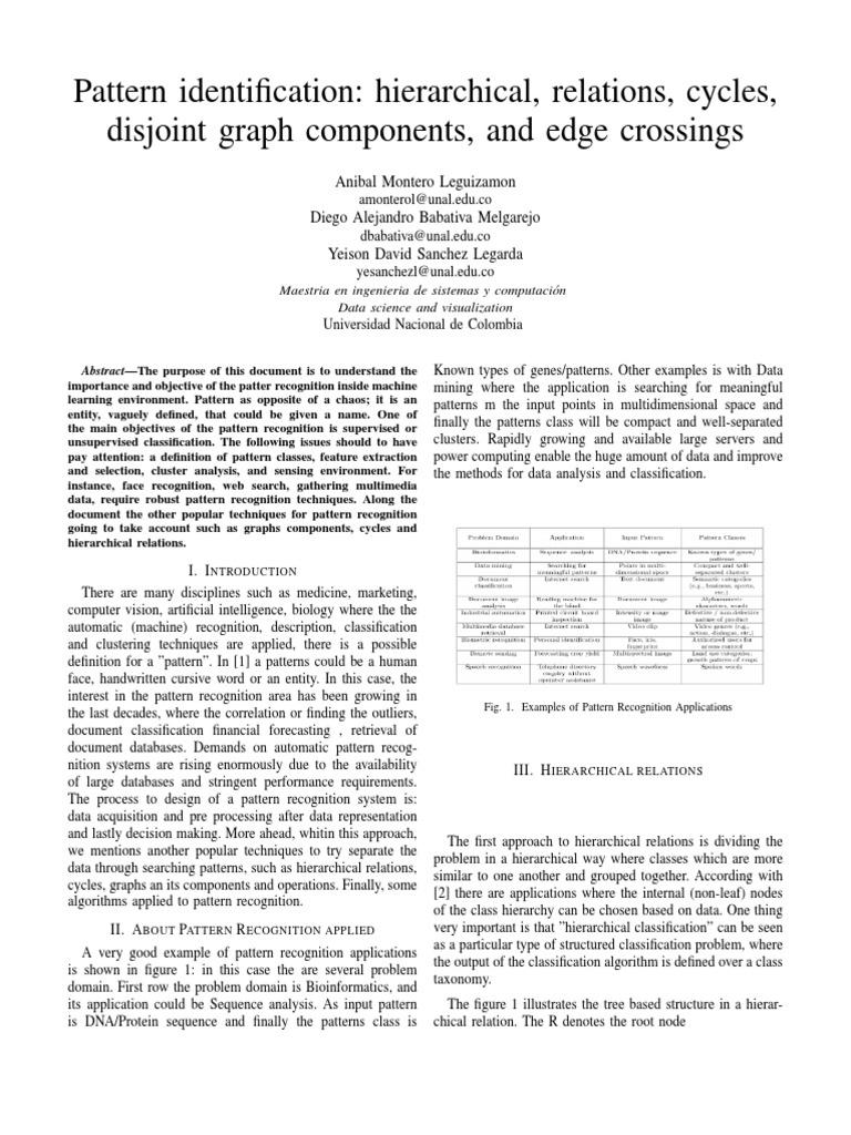 Pattern Identification: Hierarchical, Relations, Cycles, Disjoint Graph Components, and Edge ...