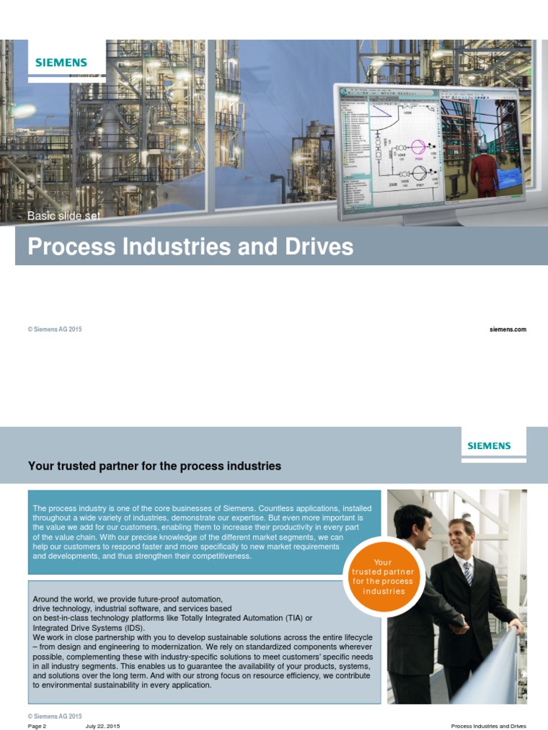 Processindustriesanddrives Introduction Slide Set Pdf Siemens